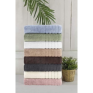 Towels Beyond - Luxury Towel Set for Bathroom, 100% Turkish Cotton, Quick Dry, Soft and Absorbent Bath Towels (30x56), Hand Towels, and Washcloths, Barnum Collection - 8-Piece Set (White)