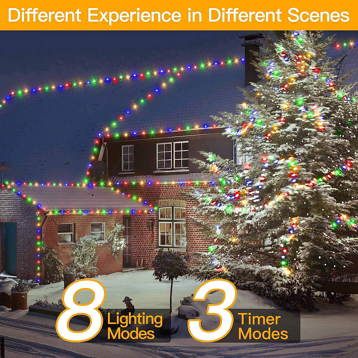 Ollny Christmas Lights 800LED 262FT Plug in, IP67 Waterproof Green Wire Outdoor Christmas Lights with Remote, 8 Modes with Timer Christmas Tree Lights for House Indoor Xmas Decorations (Multicolored)