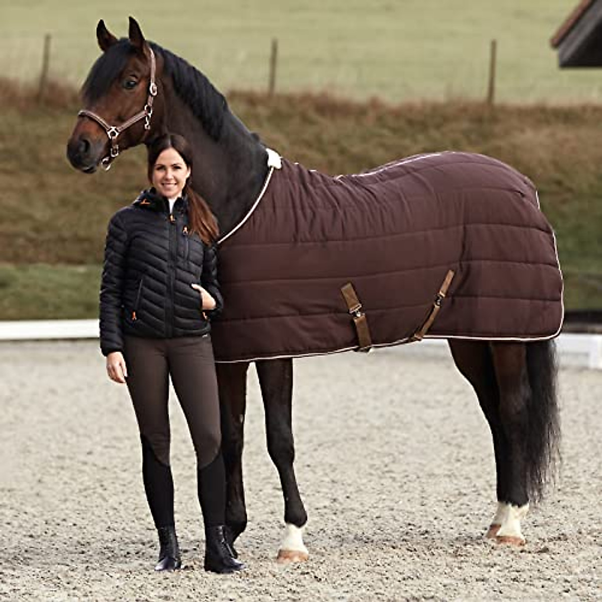 HORZE Holly Womens Fitted Padded Equestrian Horse Riding Winter Jacket - Black - 8/10