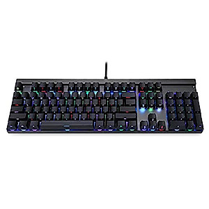 Teerwere Gaming Keyboard Switch Side Printed 104 Key RGB Mechanical Gaming Keyboard Switch Full Color Backlit System Blue/Red Mechanical Gaming Keyboard (Color : Photo Color, Size : Blue Switch)