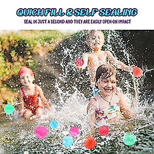 Reusable Water Balloons, Easy to Fill, Latex Free, Silicone, Colorful Balloons, Easy to Use and Clean, for Kids and Adults, Perfect for Birthday and Summer Parties (10 Pack)