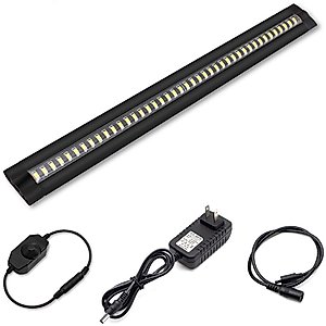 inShareplus 13inch LED Under Cabinet Lighting, Dimmable Light, Warm White 3500K, CRI90+, 450Lumens, DC 12V Ultra Thin Under Counter Kitchen Lights for Kitchen, Shelf, Cupboard, Black, 1 Pack
