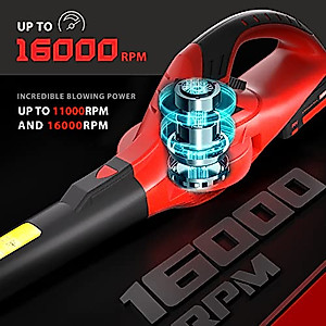 MZK Cordless Leaf Blower, 20V Lightweight Small Leaf Blower with Battery Powered for Lawn Care, Electric Mini Leaf Blower for Yard,Garden(Battery and Charger Included)