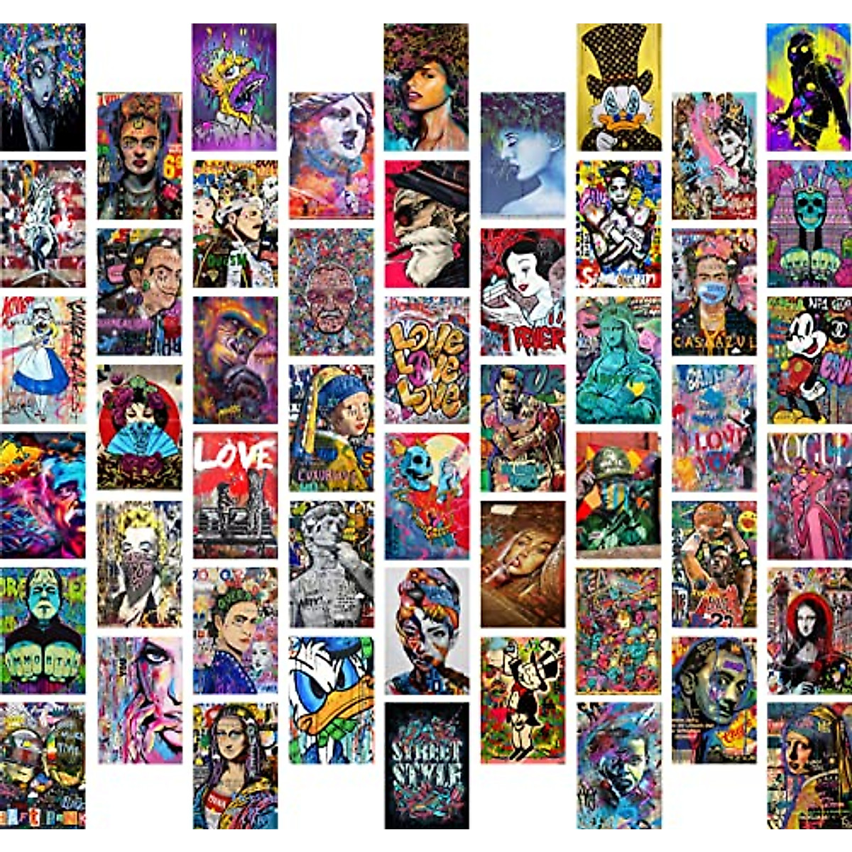 LIYA 50PCS Banksy Aesthetic Wall Collage Kit for Teen Boys and Girls - 4x6 inch - Hypebeast Room Decor, Graffiti Street Art Set, Famous Artists Pop Art, Posters for Room Aesthetic, Bedroom Wall Decor, Teen Room Decor, Trendy Wall Prints Kit, Graffiti Post