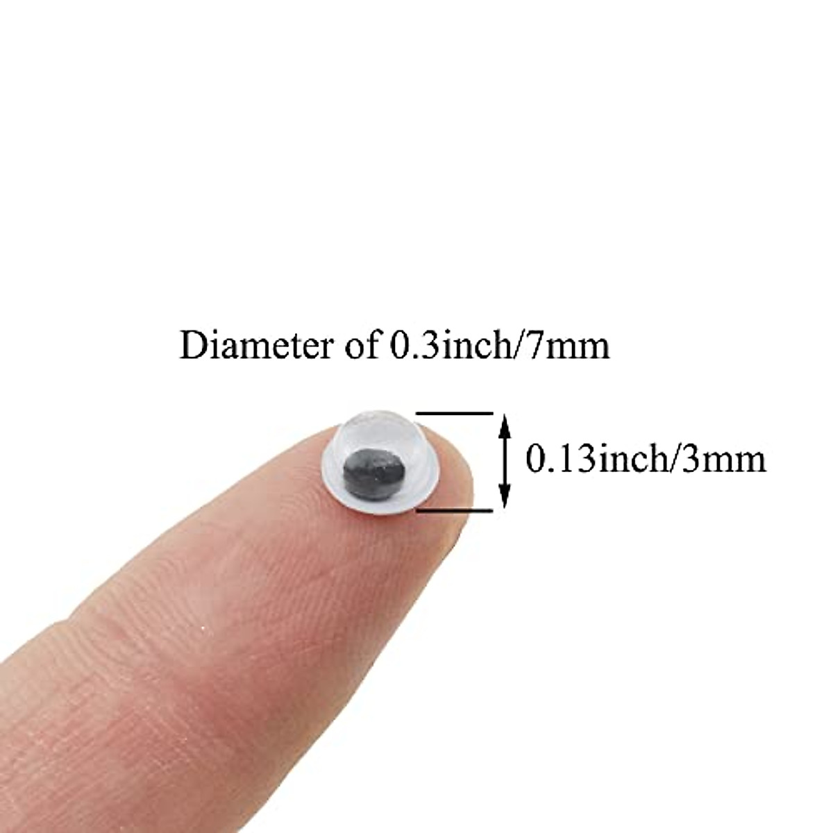 HAHIYO 450PCs 7MM/0.3Inch Black Self Adhesive Wiggle Googly Eye Mini Plastic Easy Peel Off Googly Eye Round Sticker Eye Realistic Eyeball Decorative Wiggle Eye for Halloween DIY Craft Pompom Slime