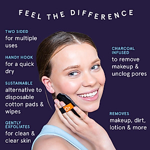 CleanLogic Bath & Body Charcoal Infused Exfoliating Dual-Texture Facial Pads, Face Sponges for Cleansing & Softening Sensitive Skin, MakeUp Remover Pads, 9 Count Value Pack