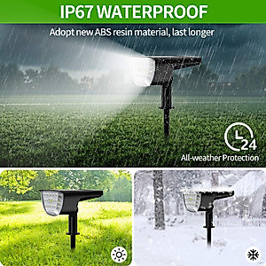 WAKYME 32 LED Solar Landscape Spotlight, 1500LM 2-in-1 Solar Wall Light IP67 Waterproof Solar Spot Lights Outdoor for Yard Garden Porch Walkway Driveway Pool Patio Cool White 2 Packs