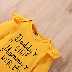 LYQTloml Newborn Baby Girl Clothes Fall/Winter Outfits Infant Romper Bodysuit Ruffle Long Sleeve Sunflower Floral Pants Cute Toddler Baby Girl Clothes Set 3PC Christmas Gifts