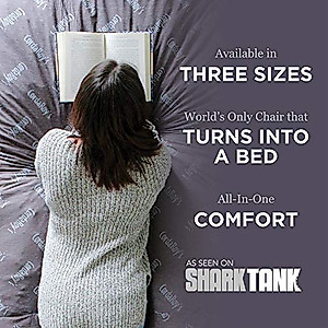 CordaRoy's Corduroy Bean Bag Chair, Convertible Chair Folds from Bean Bag to Bed, As Seen on Shark Tank, Khaki - Full Size