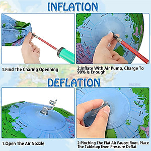 Pangda 2 Pack Inflatable Globe Blow up World Globe Beach Ball Globe for Party Bags, PVC Material (Blue,16 Inch)