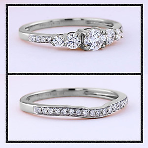 Dazzlingrock Collection Round White Diamond Five Stone Engagement Ring Set for Women (0.45 ctw) in 14K White Gold Size 7