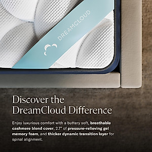 DreamCloud Premier 13" Full Mattress - Luxury Gel Memory Foam - 365 Night Trial - Premium Pressure-Relieving Layers - Forever Warranty - CertiPUR-US® Certified