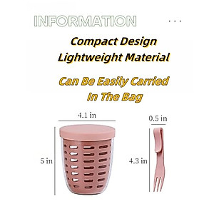 Koweea Fruit Containers for Fridge 20 oz Fruit Salad Storage Cup With lids and Fork Container with Strainer, Leakproof & Portable, Keep Fruit Fresh