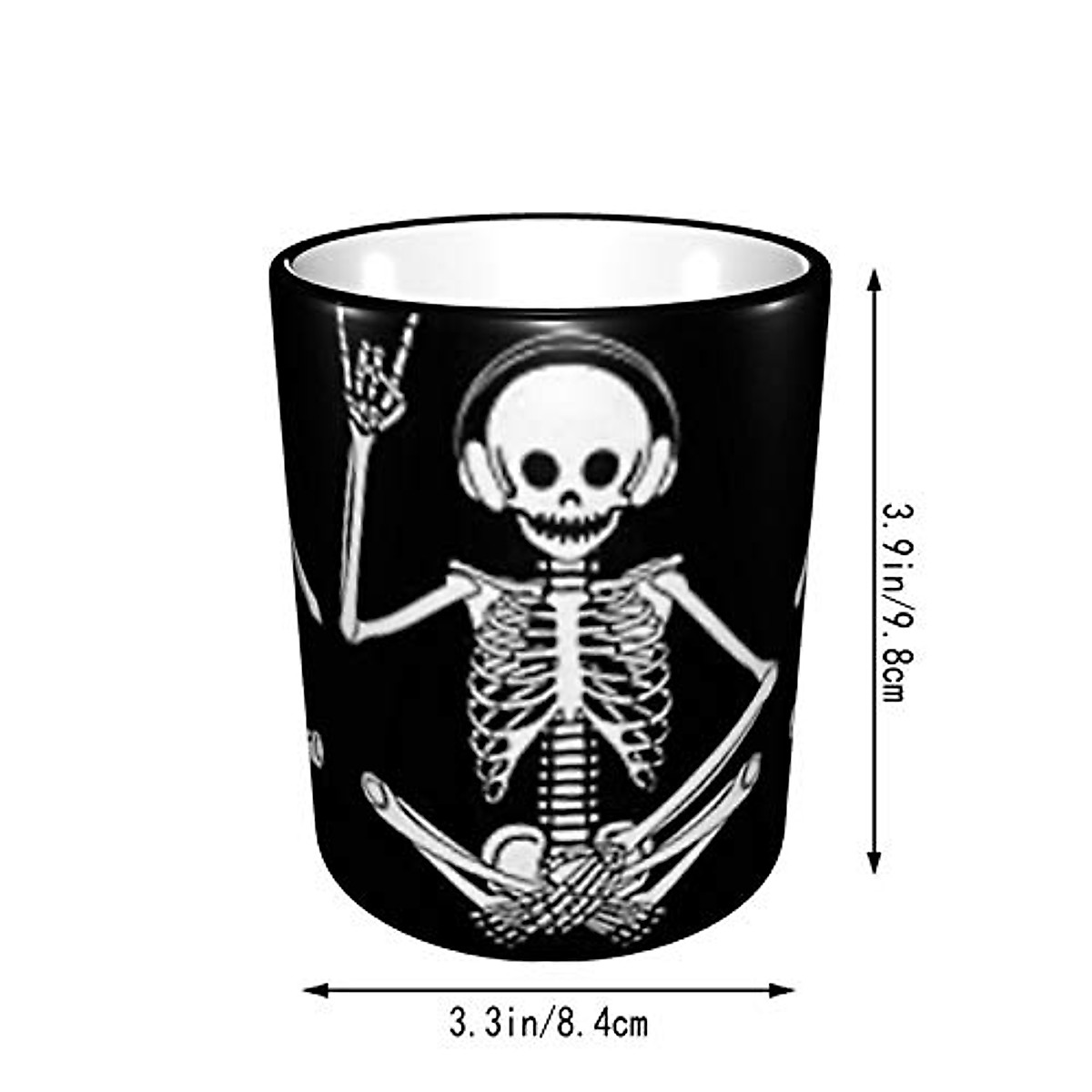 Halloween Skeleton Ceramic Coffee Mug Tea Cup for Office Home Gift to Family Friend Black Funny Skull