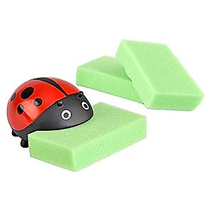 HOME-X Ladybug Sponge Holder with 3 Sponges, Kitchen Sink Accessories 4" L x 3" W x 2" H