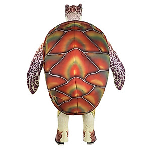 Adult Plus Size Sea Turtle Costume Unisex, Hooded Ocean Animal Halloween Bodysuit 4X Orange