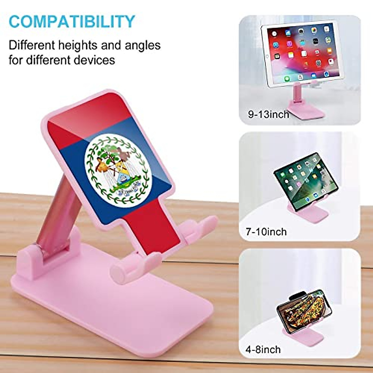 Flag of Belize Foldable Desktop Cell Phone Holder Portable Adjustable Stand for Travel Desk Accessories