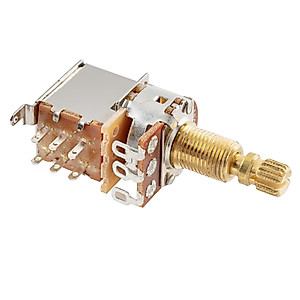 Musiclily Pro Brass Metric Size Push/Push A500K Guitar Pots Audio Taper Potentiometers for Eelectric Guitar or Bass (Set of 2)