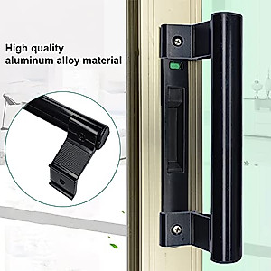Young Dance Sliding Door Handle 8" Aluminum Alloy Sliding Glass Door Pull - Patio Door Handle Fits 6-5/8 in Mounting Holes for Old or Damaged Door Pull - Perfect for Patio and Glass Doors (Black)