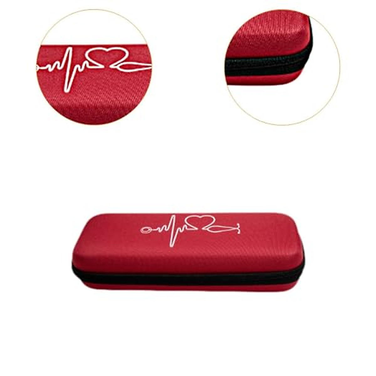 IEUDNS Stethoscope Carrying Case, Storage Box with Inner Mesh Pocket Case EVA Bag, Portable, Stethoscope Carrying Bag, Red
