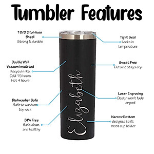 LegacyCuts Customizable Skinny Tumbler for Salon, Technician, Artist, Cup for Retirement, Gift for Manicurist, Nail Tech Appreciation