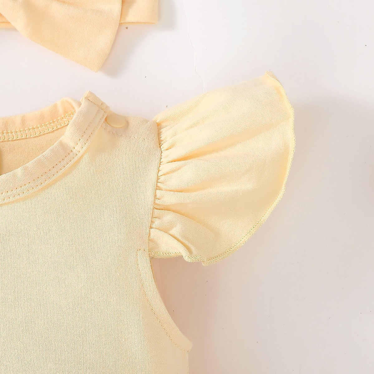 Magic Park Infant Tulle Dress Baby Girl Ruffle Sleeve Romper Dress Solid Color Tutu Skirt with Headband Holidays Clothes (Flesh Color, 6 Months)