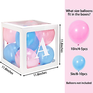 RUBFAC Baby Boxes with Letters for Baby Shower White Clear Block Box Transparent Balloon Boxes Birthday Party Decoration Gender Reveal Gift Box
