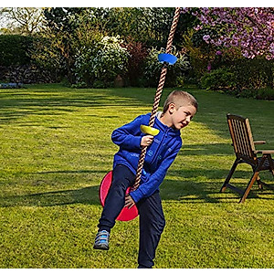 (Set of 2) Climbing Rope Tree Swing and Climbing Rope Ladder, with Platforms and Disc Swings Seat - Playground Swing-Set Accessories Outdoor for Kids`
