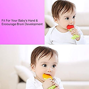 Teething Mittens for Baby (2 Pack) with Baby Teething Toys (3 Pack), Self Soothing Pain Relief Mitt, Silicone Baby Teethers, BPA-Free, Natural Organic Freezer Safe for Infants and Toddlers