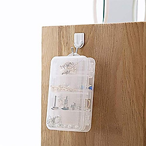 AKOAK 1 Pack Double Compartment Portable Jewelry Box Plastic Transparent Earrings Storage Box 10 Grid Mini Storage Box (White)