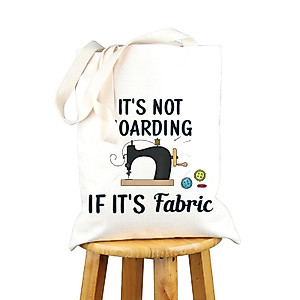 VAMSII Sewing Tote Bag it's not Hoarding if it’s Fabric Shoulder Bag Funny Sewing Gifts for Sewing Lovers Quilting Gifts for Quilters Sewers (it’s Fabric tote)