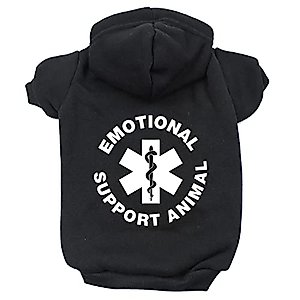 Emotional Support Animal (ESA) Pullover Fleece Lined Dog Hoodie (Hooded Sweatshirt) Assorted Colors