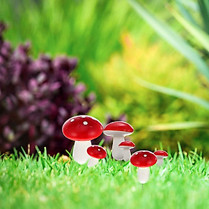 DOITOOL 50pcs Mini Foam Mushroom for Garden Ornament Flower Pots Bonsai Micro Landscape Decor (Red)