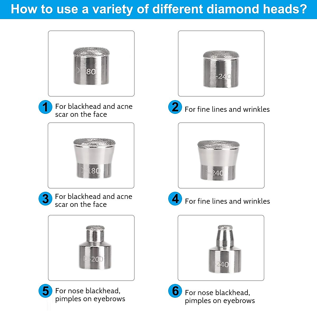 Diamond Dermabrasion Head Microdermabrasion Exfoliator Home Facial Dermabrasion Tool Dermabrasion Replacements 6 Tips