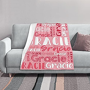 Dr.TOUGH Personalized Blankets with Name Customized Baby Blankets for Girls Boys Adults Monogrammed Blankets and Throws Christmas Birthday Mothers Fathers Valentines Day Gift (Light Pink,50''×60'')