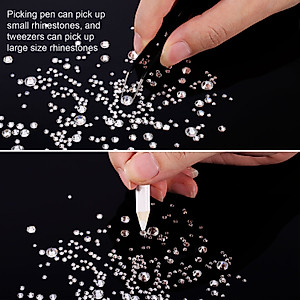 2000 Pieces Flat Back Gems Rhinestones 6 Sizes (1.5-6 Mm) Round Crystal Rhinestones with Pick up Tweezer and Rhinestones Picking Pen for Crafts Nail Clothes Shoes Bags DIY Art(Clear)