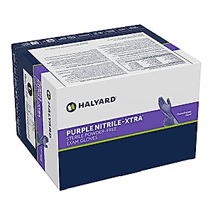 HALYARD Purple Nitrile-Xtra Exam Gloves, Sterile (Individually Wrapped), Powder-Free, 5.9 mil, 12", Purple, Large, 14262 (Box of 100/50 Pairs)