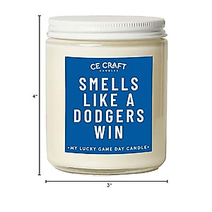 CE Craft - Smells Like a Dodgers Win Candle - Funny Birthday Gift for Him - Baseball Themed Gift - Gift for Dad, Boyfriend - Dodgers Gift (Sparkling Champagne)