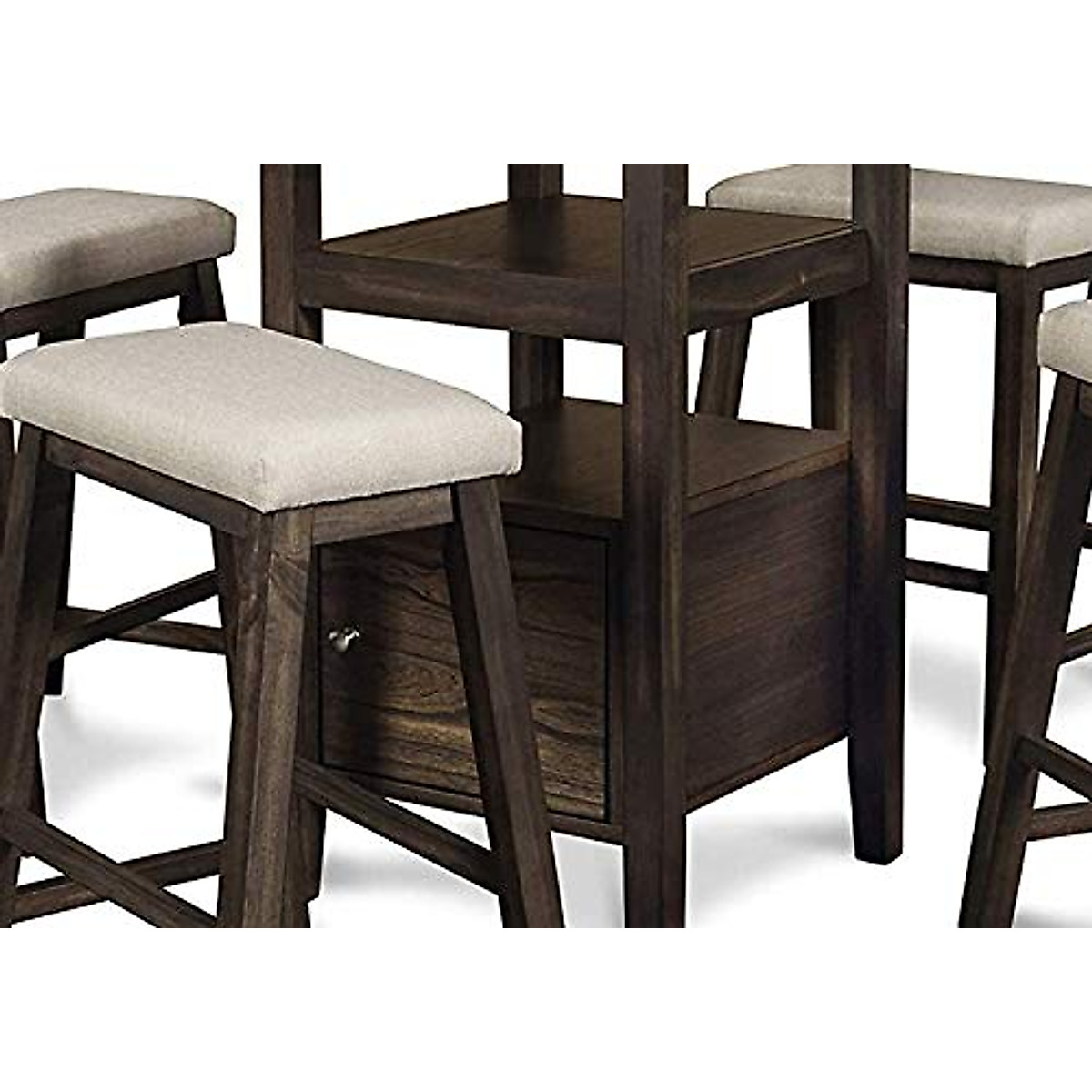 New Classic FURNITURE Derby Counter Dining Stool Set with 1 Table and 4 Chairs, Chocolate
