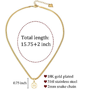 TGOLM Pisces Sign Choker Necklace Spiritual Horoscope Jewelry Birthday Gift Gold Plated Stainless Steel Snake Chain