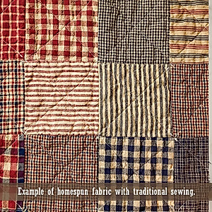 Americana Navy Blue Stripe Homespun Cotton Fabric by JCS - Sold by The Yard