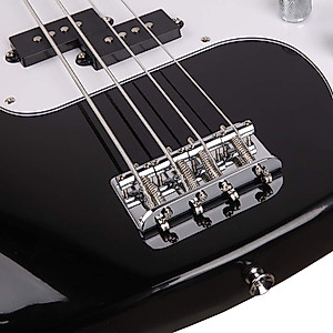 ATERI Full Size Electric Bass Guitar, Right Handed 4-String Electric Bass for Starter Beginner with AMP Wire and Accessories (Black)