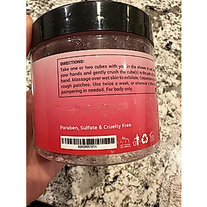 Body Scrub Exfoliator - 12oz WATERMELON Sugar scrub cubes w/Mango Butter & Shea butter- Ultra Hydrating & Moisturizing - All Natural & Organic for all body exfoliation- For hands, arms legs, elbow