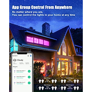 DOGAIN A15 Smart Light Bulbs, E12 Base Smart Bulb RGB Dimmable Color Changing Light Compatible with Alexa, Google Home WiFi-Bluetooth Bulb 6W=40W 500LM Ceiling Fan Light Bulbs (Only 2.4Ghz) 6 Pack