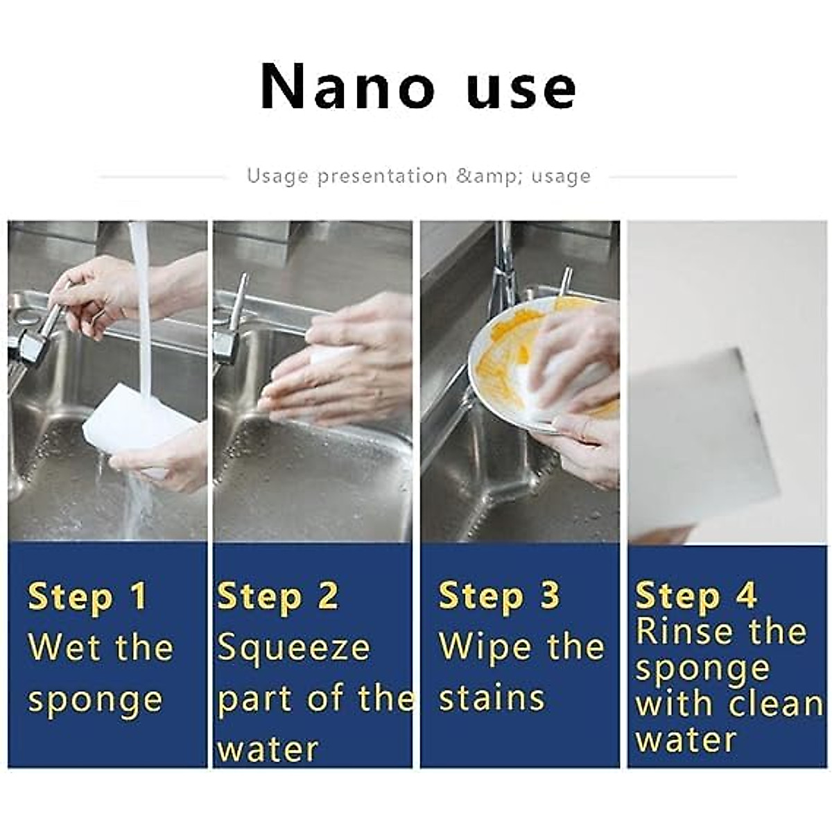 100 Pack Extra Thick Magic Cleaning Sponges - Reusable Eraser Sponge for All Surfaces - Kitchen-Bathroom-Furniture-Leather-Car-Steel - Just Add Water - Melamine - Universal Cleane