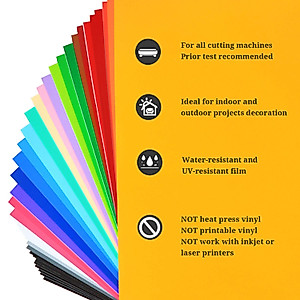 TECKWRAP Permanent Adhesive Vinyl Sheets 12" x 12" 40 Sheets/Pack Assorted Colors for Craft Cutters