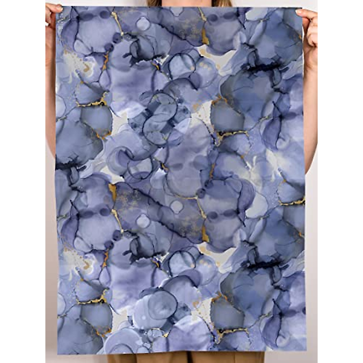CENTRAL 23 Marble Wrapping Paper - 6 Sheets Gift Wrap - Ink Blot - Navy Blue - Abstract Giftwrap for Birthday - Comes With Stickers - Recyclable