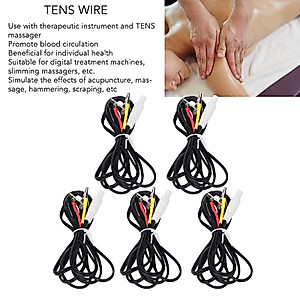 Demeras Clip Electrode Wire, TENS Wire 5pcs Safe Portable Black for Travel
