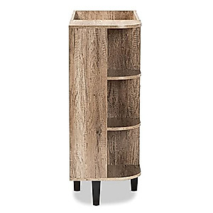 BOWERY HILL Modern Oak Finished Wood 2-Door Shoe Cabinet with Open Shelves