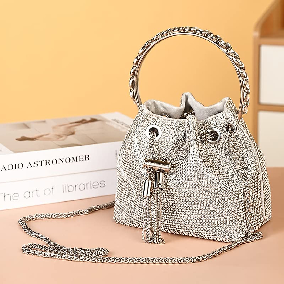 Chlemeter Women's Crystals Evening Bag, Bling Rhinestone Clutch Purses for Wedding Prom Party Club Crossbody Bags,Rhinestone purse,Evening bag,Bling purse